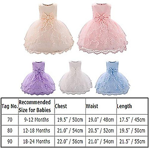 OBEEII Baptism Dresses Princess Wedding Special Occasion Baby Girl Christening Dress Blue 9-12 Months