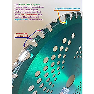 2pk--8"--44t/56t Combo Pack -- (1) 44t Green Viper (1) 56t red Razor -- "Hybrid" Pack -- RENEGADE BLADE® - GS1 Barcoded Shelf Hanging Blister Pack-- Carbide Brush Cutter Blades, 203mm Dia.