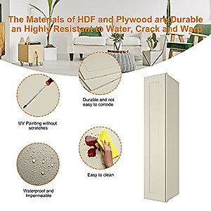 LOVMOR Kitchen Wall Cabinet & Cupboard, Medicine Cabinet,Bathroom Cabinet Wall Mounted with Doors and Shelves, 12" D*9" W*42" H, Shaker Antique White