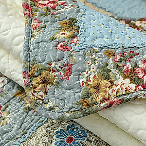 vctops Boho Cotton Patchwork Sofa/Couch Covers Sectional Couch Covers Anti-Slip Sofa Slipcover for Dogs Cats Pet Love Seat Recliner Leather L Shaped, Armrest Backrest Cover (Blue,43"x43")