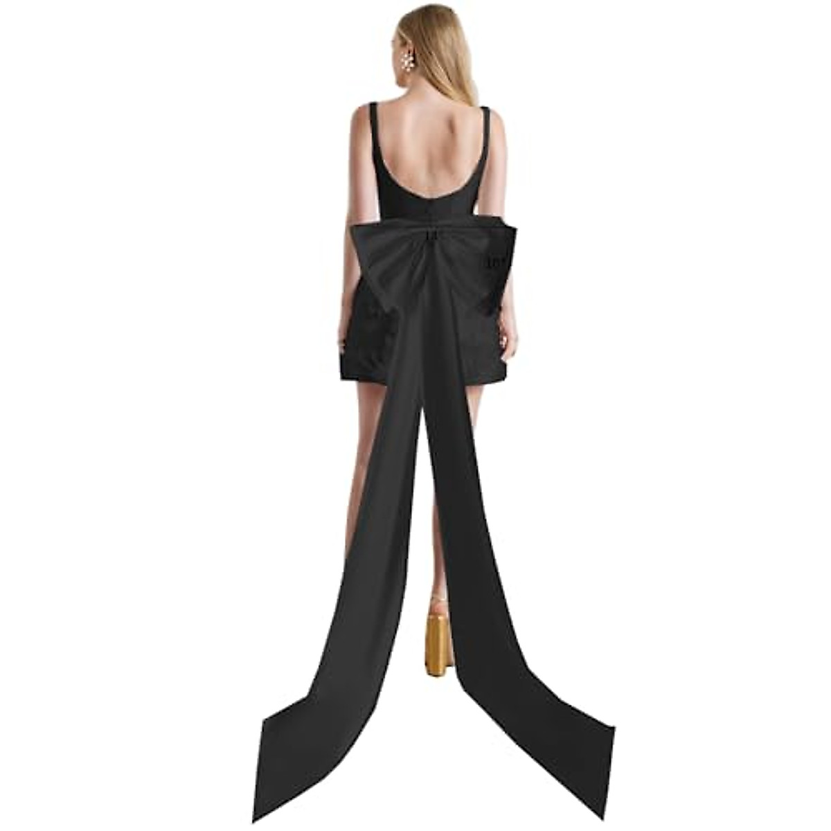 Ayervici Women's Removable Big Bow Train for Wedding Dress Satin Sweep Train for Formal Gowns(Bow:10 Inches *18 Inches) (Black)