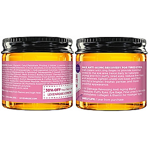 Leven Rose Lifting Coffee Eye Cream with Caffeine 1 oz - Natural Solution for Dark Circles and Puffiness - Firming Anti-Aging Under Eye Treatment