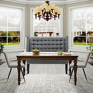 Andeworld Modern Loveseat Settee Bench Sofa Upholstered Banquette Couch for Dining Living Room Hallway or Entryway Seating Funiture with Wooden Legs,Slate