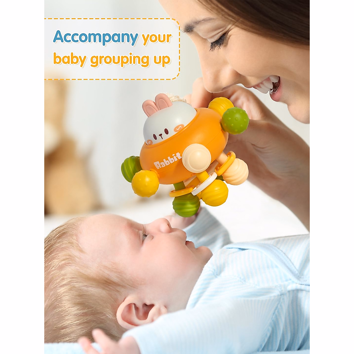 Baby Sensory Montessori Toys|Infant Teething Relief Teethers for Babies 0-6 Months|Developmental Rattles Chew Toys Gifts for 3 9 12 18 Months Girl Boy|Toddler Travel Toy for 1 2 One Year Old Gifts