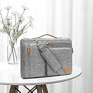 MOSISO 360 Protective Laptop Shoulder Bag, 15-15.6 inch Computer Bag Compatible with MacBook Pro 16, HP, Dell, Lenovo, Asus Notebook, Side Open Messenger Bag with 4 Zipper Pockets & Handle, Gray