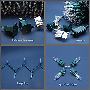 SWEET SHINE 200 Count Cool White LED Christmas Lights, 66 ft Green Wire UL Certified Commercial Grade LED Holiday String Light Set (Cool White)