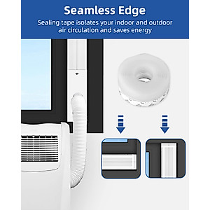 KGDJS Portable AC Window Kit, Universal Portable Air Conditioner Window Kit with AC Seal Panel, Adjustable Sliding AC Window Vent Kit for Vertical/Horizontal Window, Fit for 5.0" Exhaust Hose