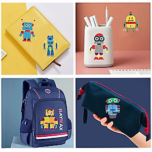 Fadgesy Diamond Painting Kit for Kids,5D DIY Diamond Painting Stickers,Kids for Boys and Girls Ages 4-8,6-12 Birthday Gifts for Girl (A-Versatile Robot 12pcs), Animals, Multicolour