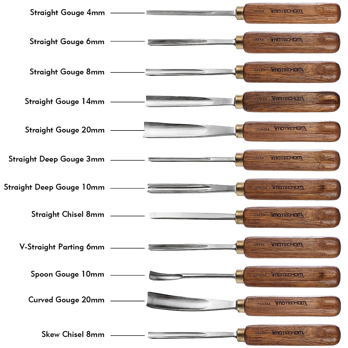 IMOTECHOM 12-Pieces Woodworking Wood Carving Tools Chisel Set with Wooden Box, Razor Sharp CR-V 60 Steel Blades