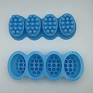2 Pieces Silicone Massage Soap Mold Oval Massage Soap Bar Making Mould Silicon Candle Candy Chocolate Cake Baking Pan