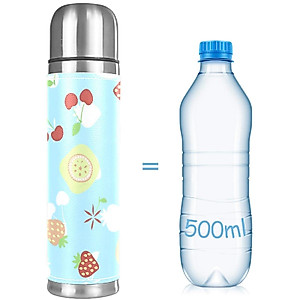 Stainless Steel Leather Vacuum Insulated Mug Flowers Thermos Water Bottle for Hot and Cold Drinks Kids Adults 16 Oz