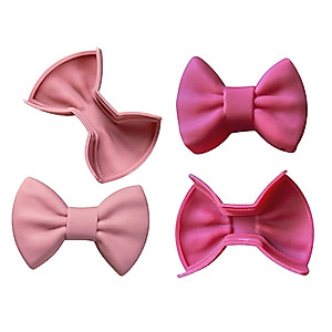 Qiiuuy Silicone Cooking Pinch Grips Oven Mitts,Bow-Tie Anti-Burn Clip,Textured Design,Kitchen Finger Grips,Waterproof,Red Raspberry and Pink