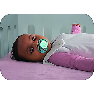 MAM Perfect Night Baby Pacifier, Patented Nipple, Glows in the Dark, 6-16 Months, Girl, 2 Count (Pack of 1)