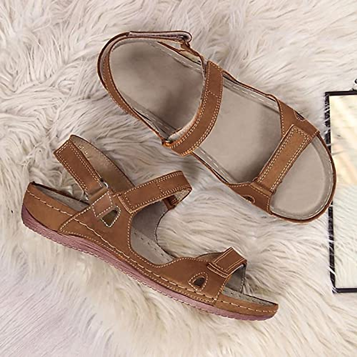 JYSwoshoe Orthopedic Sandals for Women, Womens Comfy Orthotic Sandal Anti-Slip Breathable Arch Support Platform Wedge Sandal Soft Comfortable