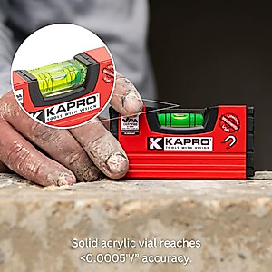 Kapro - 246 Handy Pocket Level - Magnetic - Features VPA Certified & Shock-Resistant Vial - with Rubber End Caps - Pocket-Sized and Compact - Aluminum Box Profile - 4”