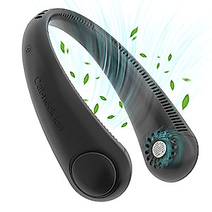 Nopligen Portable Neck Fans, Hands Free Bladeless Fan 4000 mAh Battery Operated Wearable Fan 3 Speeds Rechargeable Leafless Ultra-Quiet for Travel Outdoor (Black)