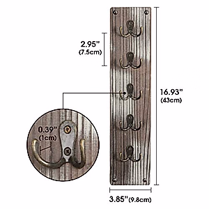J JACKCUBE DESIGN Rustic Wood Wall Mounted Sunglasses Storage Organizer 10 Eyeglasses Holder Display Rack Set of 2 with 5 Metal Hooks on Each Holder -MK691A