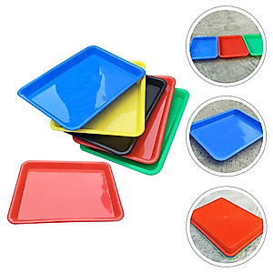 6pcs Plastic Square Plate Tray Serving Platter Plastic Storage Tray Desk Organization Art Trays for Kids Plastic Fruit Plates Serving Tray Activity Footstool Household Office