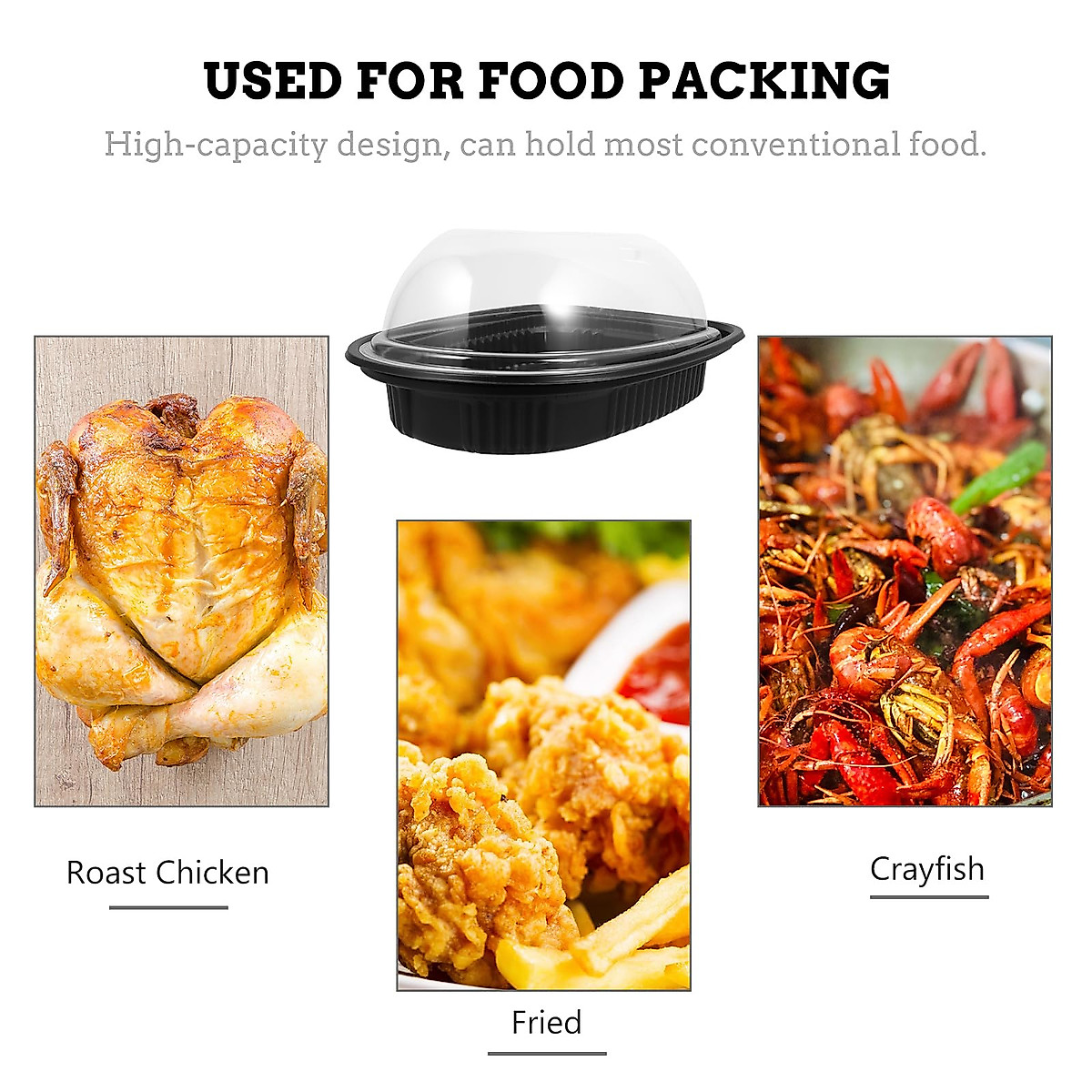 DOITOOL 20PCS Rotisserie Chicken Roaster Container with Lids - Plastic Disposable Take out Containers Carrier with Clear Dome Lid