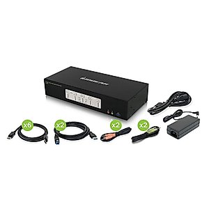IOGEAR 4-Port 4K DisplayPort Triple View KVMP - 3 HDMI Monitors Outs - Converts DisplayPort to HDMI Out - 4096 x 2160 @60Hz - Control/Share USB 3.0 peripherals - Win 7+ Mac OS Linux - GCS1964
