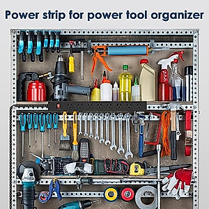 Metal 8 Outlet Mountable Power Strip with Switch,Wide Spaced Heavy Duty Wall Mount Power Strip Surge Protector 1200J,6FT 14AWG Braided Cord 15A 125V 1875W for Home Office Industrial Garage Commercial