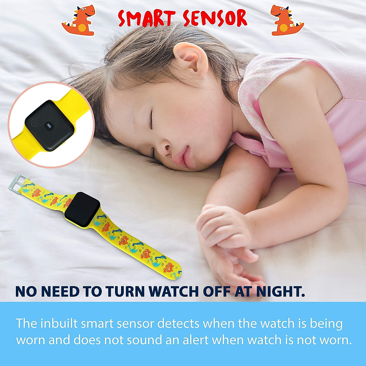 ATHENA FUTURES Potty Training Count Down Timer Watch with Lights and Music - Rechargeable, Dinosaur Yellow Band and Potty Training Chart for Toddlers - Dinosaur with Kids Cartoon - Sticker Chart