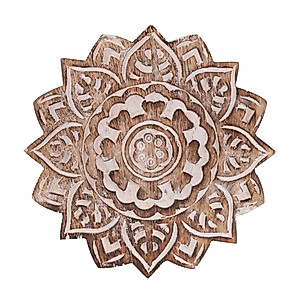 Set of 2 Wooden Trivets for Hot Dishes Pots and Pans Tea Pot Holders Nonslip Heat Resistant Kitchen Counter Accessories 8" Diameter Mandala Design (Design 2)