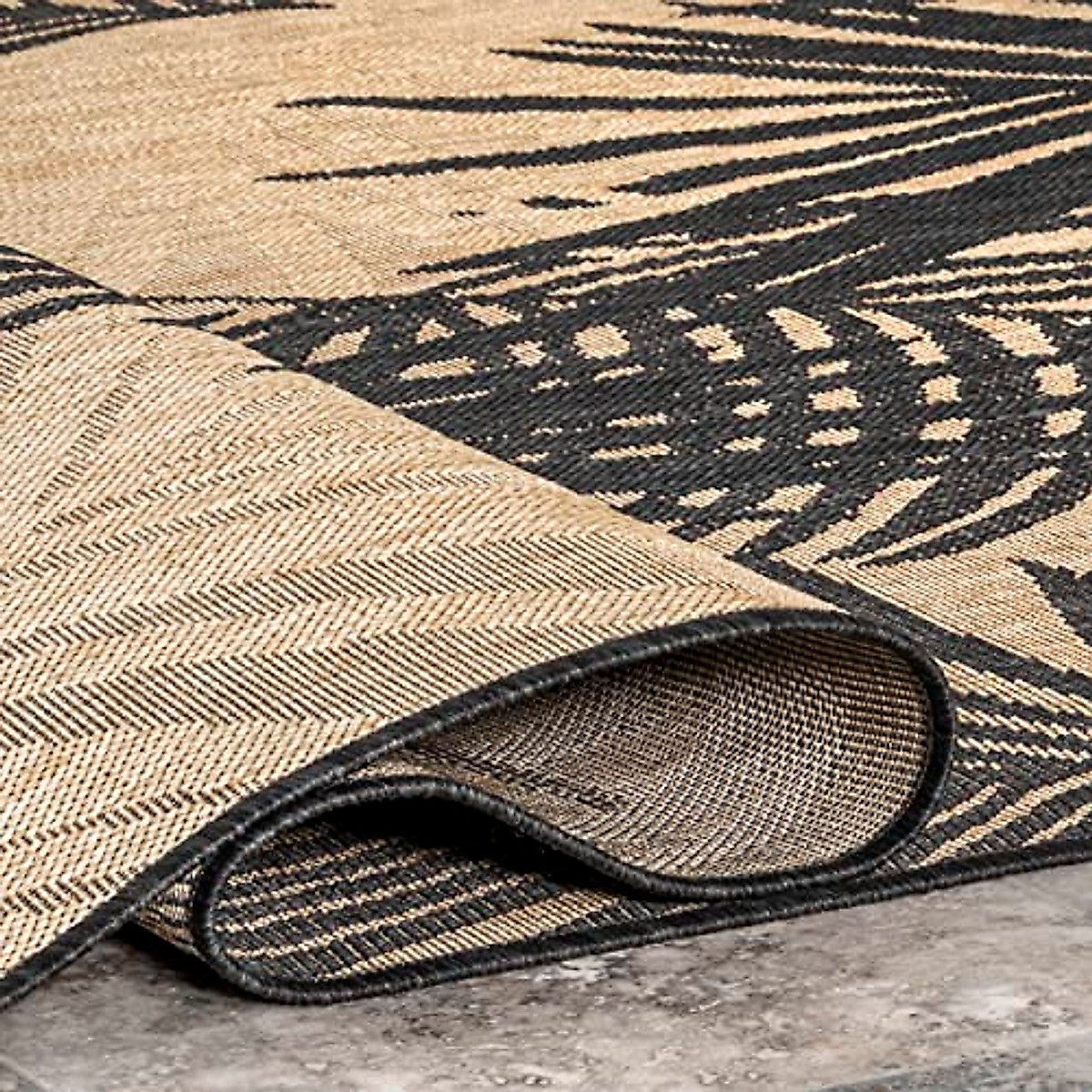 nuLOOM Kasia Areca Palm Indoor/Outdoor Area Rug, 8' x 10', Dark Grey