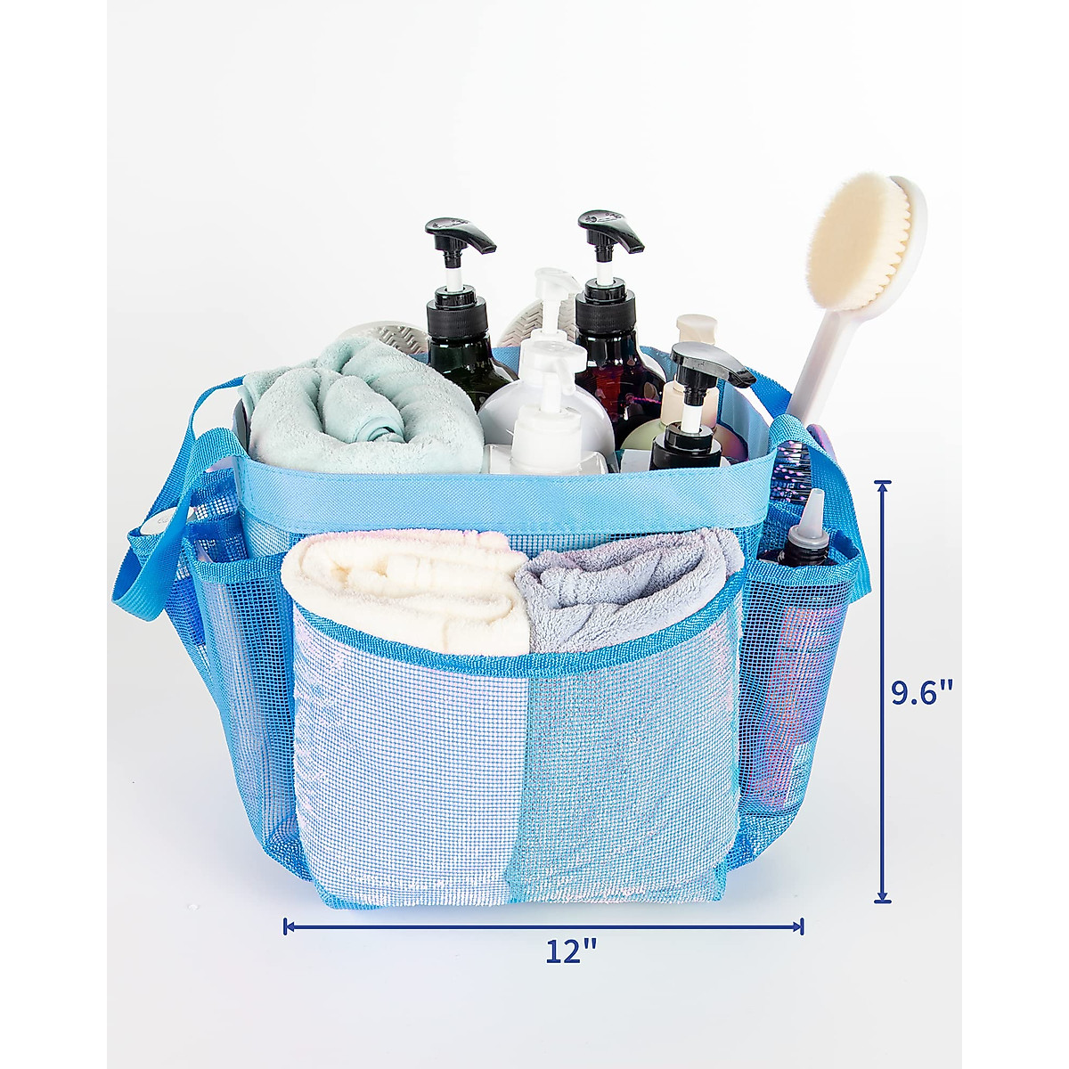 galasily Blue Shower Caddy Portable for College Dorm Room Essentials, Dorm Mesh Shower Bag Organizer with 9-Pocket for Girls, Beach, Swimming, Gym, RV Travel essentials……