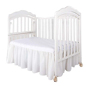 Crib Bed Skirt Dust Ruffle - Crib Dust Ruffle with Split Corners - Baby Crib Bedskirts 600TC 100% Cotton - Nursery Crib BeddLing Infants Toddler Bedskirt - 14" Drop (28"x52" - Standard, White)