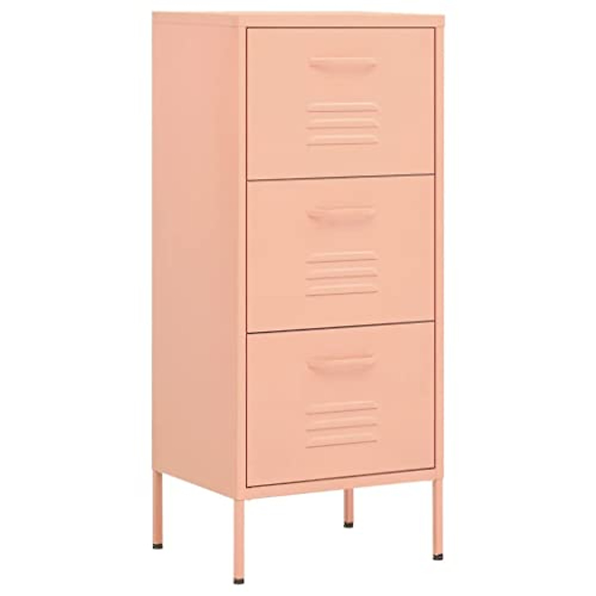 GOLINPEILO Metal 3-Drawer Storage Cabinet, Steel Drawer Storage Organizer, Metal Storage Dresser Cabinet, Office Storage File Cabinet for Home Office Organization, 16.7"x13.8"x40" Pink