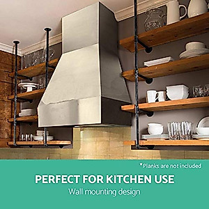 Kaler Black 4-Tier Industrial Pipe Shelves,Rustic DIY Pipe Shelf Wall Vintage Hung Bracket,Easy to Install 58''H(2pcs)