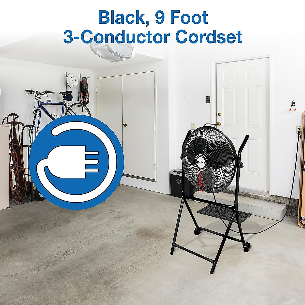 Air King 9219 18-Inch Industrial Grade High Velocity Roll-About Stand with Fan,Black