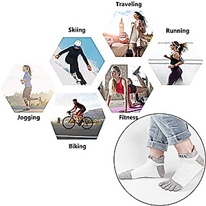 VWELL Cotton Toe Socks Five Finger Socks No Show Crew Athletic Running Socks 4 Pairs,Size 7-11