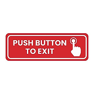 Signs ByLITA Standard Push Button To Exit Door or Wall Sign (Red) - Small