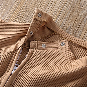 iddolaka Newborn Baby Boy Girl Long Sleeve Zipper Romper Bodysuit Jumpsuit Playsuit One Piece Outfit Fall Winter Clothes(Z-Long Sleeve Fall Romper Khaki, 0-3 Months)