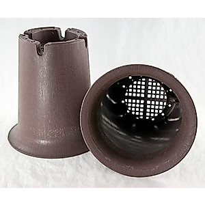 2 Round Cascade Plastic Bonsai, Succulent & Orchid Planter 5.25"x 5.25"x 5.75" - Tan