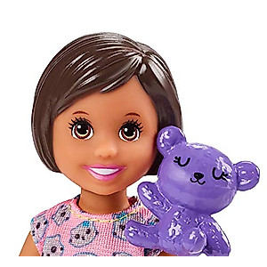 Barbie Skipper Babysitters Inc. Doll Playset Includes Small Toddler Doll, Pink Tent and Cloud-Print Sleeping Bag, Plus Bottle and Teddy Bear, Gift for 3 to 7 Year Olds