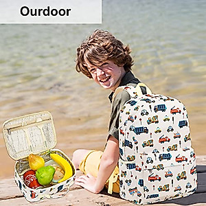 LOIDOU Kids Backpack Boys Preschool Kindergarten Elementary School Backpacks Construction School Bags BookBag Set with Lunch Box