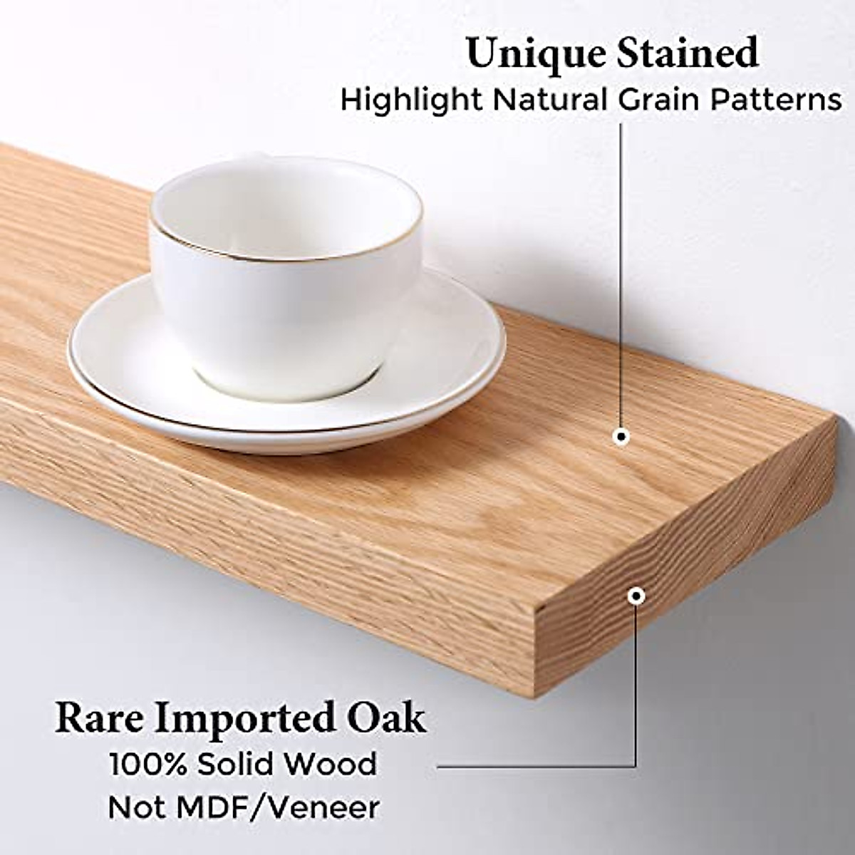 Axeman Oak Floating Shelves, 36 Inch Wall Shelf Set of 2, Solid Wood Shelves for Wall Storage, Wall Mounted Wooden Display Shelf for Bathroom Bedroom Kitchen Garage, Natural