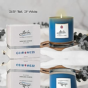 Laila Perfume Candle - Soy Wax Scented Candles For Home, Bathroom and Spa Room - Cotton Wick- Long Lasting Burn and Scent - Aromatherapy Candle with Relaxing Clean Fragrance