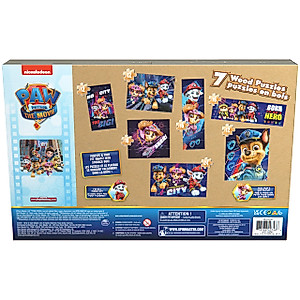PAW Patrol: The Movie, 7 Wood Puzzles Jigsaw Bundle 12pc 16pc 24pc Chase Skye Marshall Rubble Show with Tray, for Kids Ages 4 and up