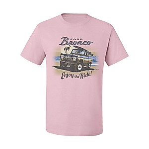 Classic Vintage Ford Bronco Enjoy The Ride Cars and Trucks Men's Graphic T-Shirt, Light Pink, Large