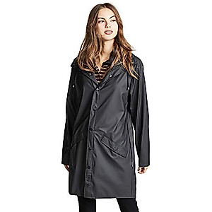 RAINS Men's Long Jacket, Black, Small/Medium