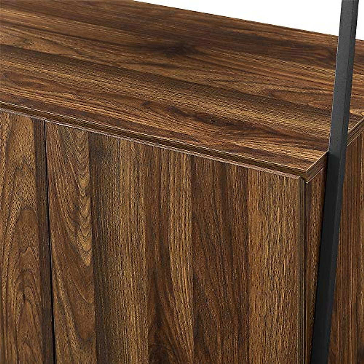 Walker Edison Industrial Wood Ladder Bookcase Home Office Workstation, 72 Inch, Dark Walnut