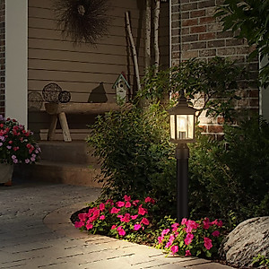 PARTPHONER Dusk to Dawn Outdoor Post Lights with Pier Mount Base, Waterproof Outside Pole Lantern Light Fixture, Exterior Lamp Post Lantern Head with Clear Glass Panels for Garden Patio, 2 Pack