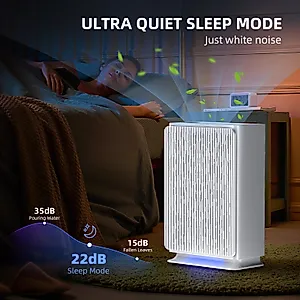 AromaRoom True HEPA H14 Air Purifier for Large Room Up to 2100 Sq Ft, Air Purifiers for Home Bedroom with Air Quality Sensor, Filters Up to 99.99% of Pet Dander, Pollen, Allergens, Dust, Odors (White)