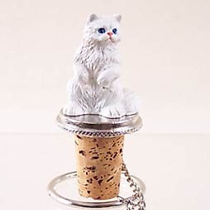 White Persian Cat Wine Bottle Stopper CTB08 [Kitchen] by Conversation Concepts