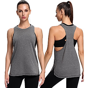 Ullnoy Workout Tank Tops for Women Crewneck Running Muscle Tanks Loose Lightweight Sleeveless Gym Yoga Sport Shirts-5 Pack Black/Light Gray/White/Purple/Blue S