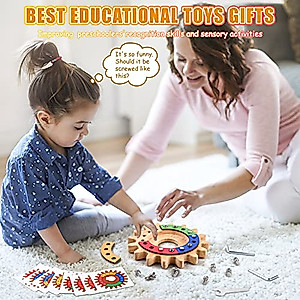 Devolamn Toddler Toys, Wooden Toys, Montessori Toys for 3 4 5, 35 in 1 Wooden Montessori Screwdriver Board Set, Learning Sensory Bin Toys Preschool Toys, Fine Motor Skills Toys (20CM)